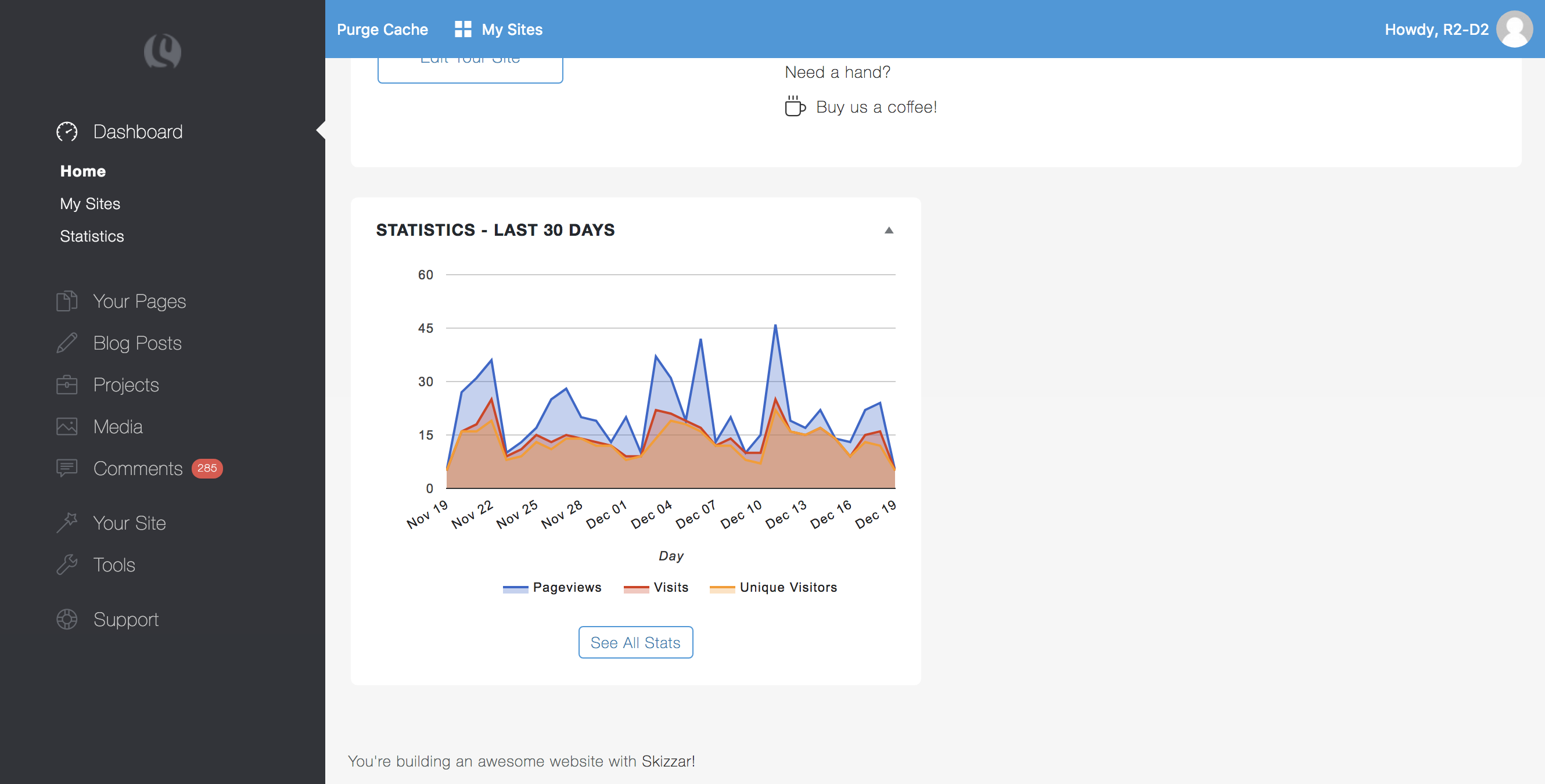Checking your website visitor stats – Skizzar Help Site